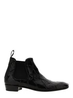 LIDFORT Interwoven Leather Ankle Boots - Black