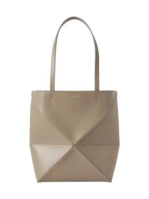 Loewe Puzzle Fold Medium Leather Tote - Neutrals