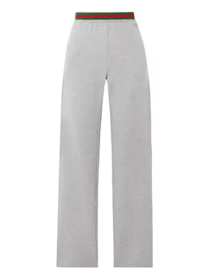 Gucci Appliquéd Striped Cotton-jersey Track Pants - Gray
