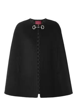 Gucci Horsebit-embellished Wool And Silk-blend Cape - Black