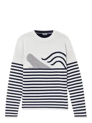 Loewe Embroidered Jacquard-knit Wool-blend Sweater - Neutrals