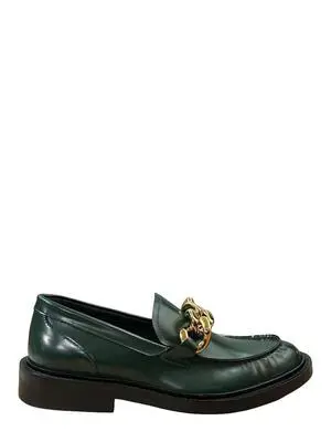 Versace Chain Leather Loafers - Green