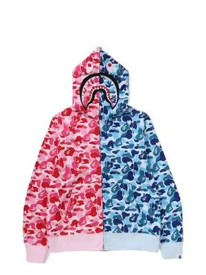 A BATHING APE Camo Shark Full Zip Hoodie Pink