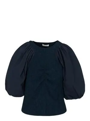 Rebecca Taylor Rebecca Taylor Taryn Mixed Media Top Navy