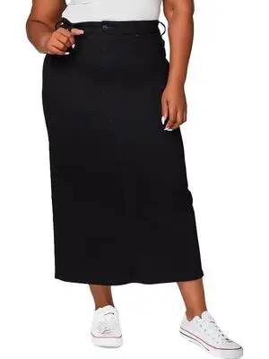 SLINK JEANS Denim Maxi Skirt - Black