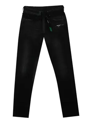 Off-White Front Zip Jeans - Black