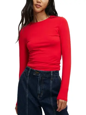 COTTON ON Cotton On All Day Crew Long Sleeve Scarlet Red