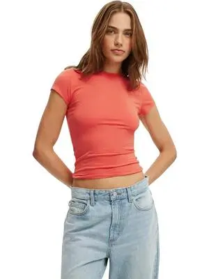 COTTON ON All Day Crew Tee Coral Crush