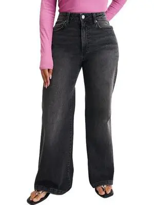 COTTON ON Curvy Straight Stretch Wide Jeans - Slate Black
