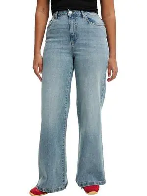 COTTON ON Curvy Straight Stretch Wide Jeans Stone Blue