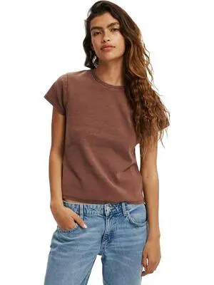COTTON ON 90s Baby Tee Washed Rodeo Brown