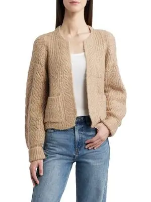 WIT & WISDOM Wit & Wisdom Blouson Sleeve Cable Knit Cardigan