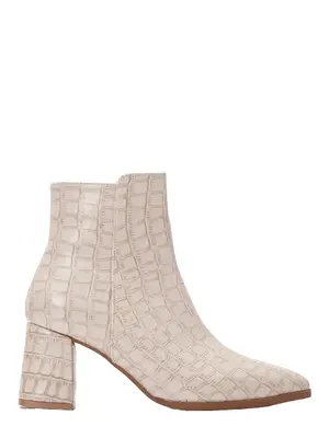 FOREVER & ALWAYS SHOES Lilith Croco Ankle Boots Beige Croco