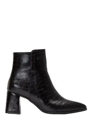 FOREVER & ALWAYS SHOES Lilith Croco Ankle Boots Black Croco