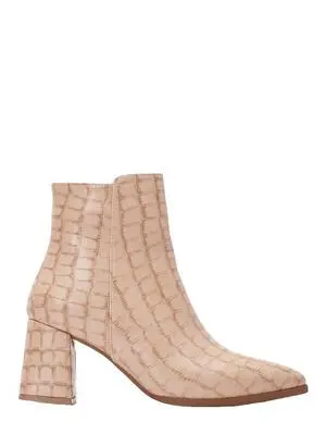 FOREVER & ALWAYS SHOES Lilith Croco Ankle Boots - Cream Croco