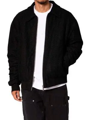 MNML Mnml Open Stitch Knit Bomber Jacket