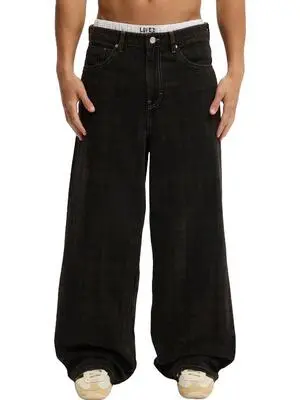 COTTON ON Super Baggy Jeans - Deceiver Overdye Check