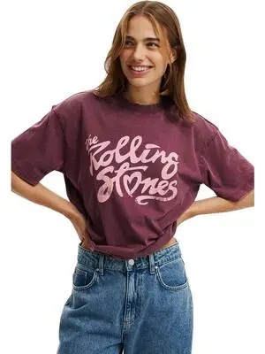 COTTON ON Music Boxy Graphic Tee - Rolling Stones Heart  Sour