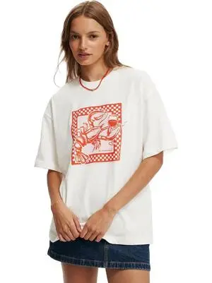 COTTON ON Boxy Graphic Tee Lobster  Vintage White