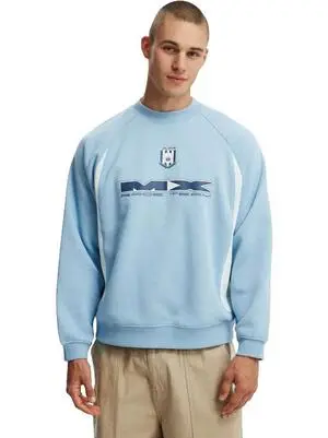 COTTON ON Box Fit Graphic Crewneck Sweater Pearl Blue  Ice Melt  49crc