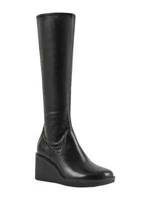 VAGABOND SHOEMAKERS Deena Platform Wedge Knee High Boots - Black