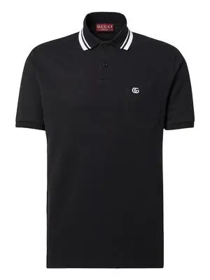 Gucci Gg Web Cotton-blend Polo Shirt - Black