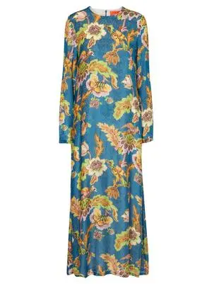 La DoubleJ Swing Printed Devorée Velvet Maxi Dress - Multicoloured