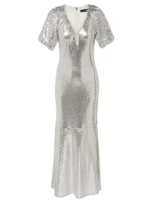 Remain Birger Christensen Sequined Midi Dress - Silver