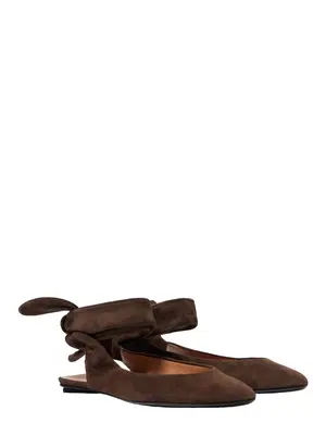 Attico The Attico Cloe Suede Slingback Flats Brown