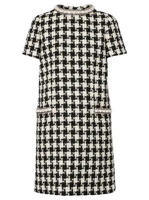 Valentino Garavani Embellished Tweed Minidress - White