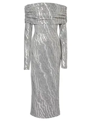 Remain Birger Christensen Sequined Jersey Midi Dress - Grey