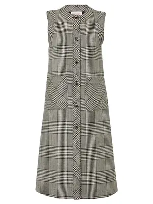 Valentino Garavani Houndstooth Virgin Wool Midi Dress - Black