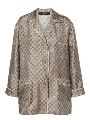 Gucci Gg Silk Twill Shirt - Brown