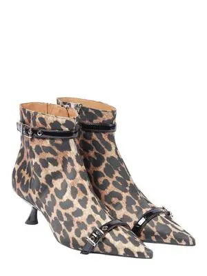 GANNI Leopard-print Ankle Boots - Multicoloured