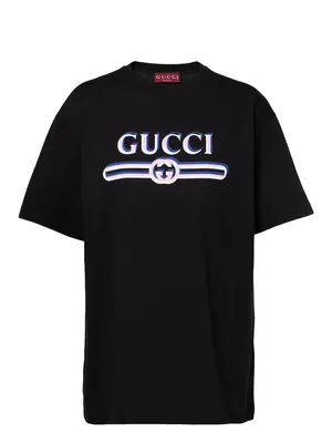 Gucci Printed Cotton Jersey T-shirt - Black