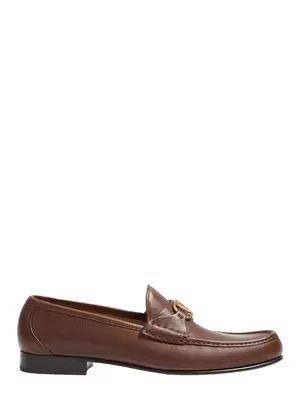 Valentino Garavani Vlogo Signature Leather Penny Loafers - Bark