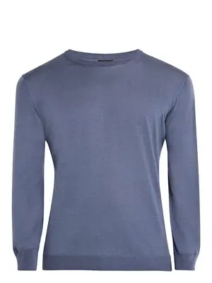 Giorgio Armani Cotton And Silk Crewneck Sweater - Solid Medium Grey