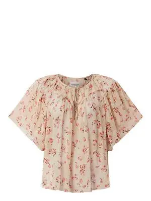 MARANT ETOILE Neslya Printed Muslin Top - Beige