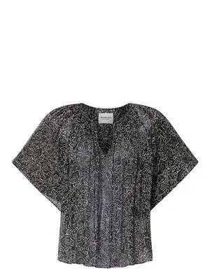 MARANT ETOILE Marant Étoile Neslya Printed Muslin Top Black/ecru