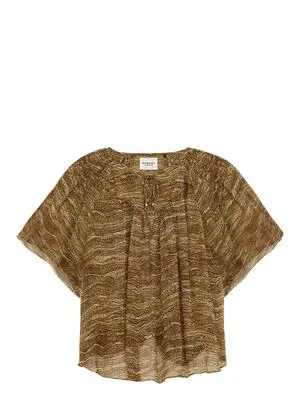 MARANT ETOILE Marant Étoile Neslya Printed Muslin Top Khaki