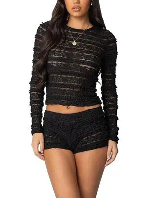 EDIKTED Sheer Lace Top - Black