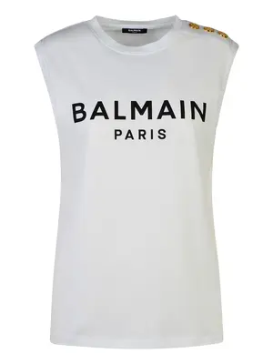 Balmain Balmain Cotton Tank Top White