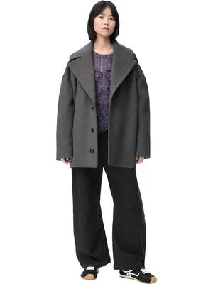 Loewe Short Coat In Wool - Grey Melange