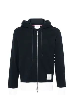 Thom Browne Panelled Zip-up Cotton Hoodie - Blue