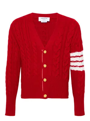 Thom Browne Cable-knit Cashmere Cardigan - Red