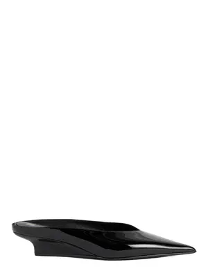 TOTEME Sharp Patent Wedge Mules - Black