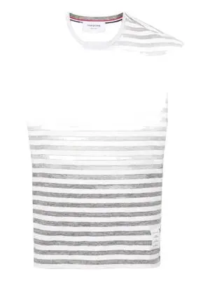 Thom Browne Striped Linen T-shirt - White