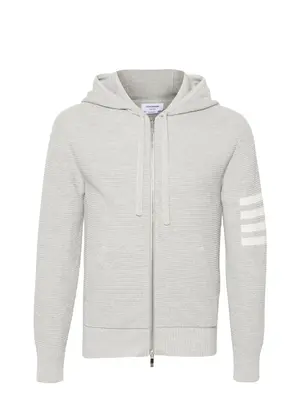 Thom Browne Waffle-knit Zip-up Hoodie - Grey