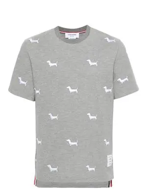 Thom Browne Dog-embroidery T-shirt - Grey