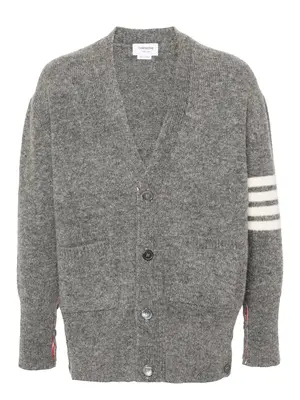 Thom Browne 4-bar Mélange Wool Cardigan - Grey